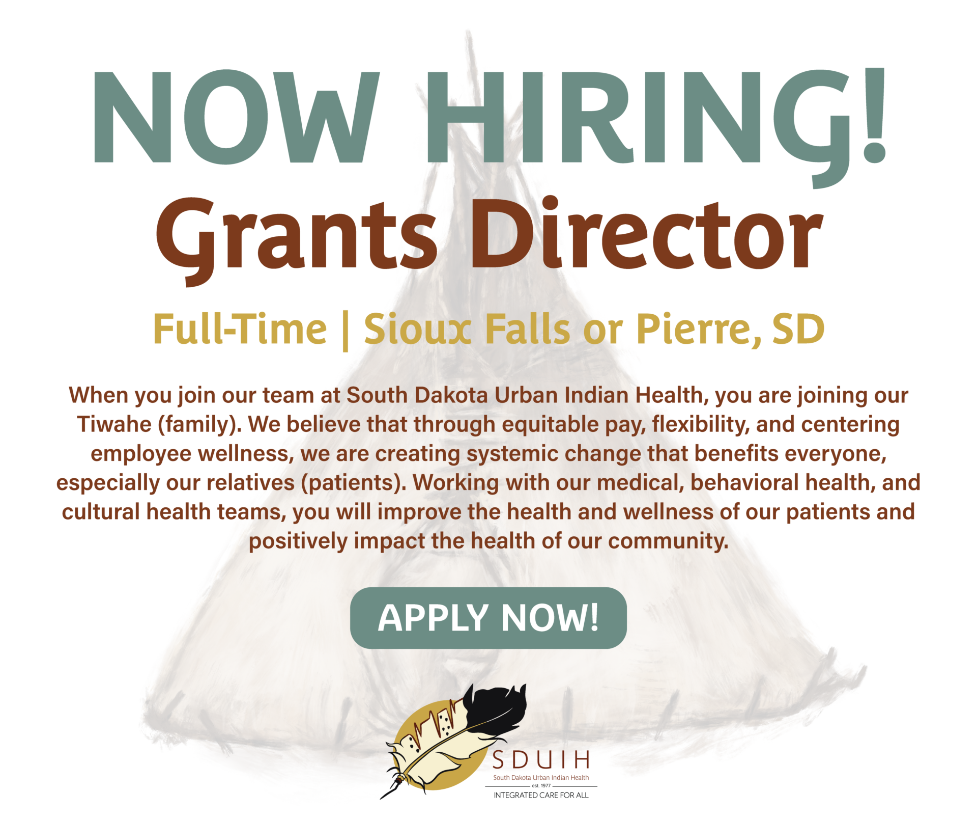 WE'RE HIRING! Grants Director | South Dakota Urban Indian Health