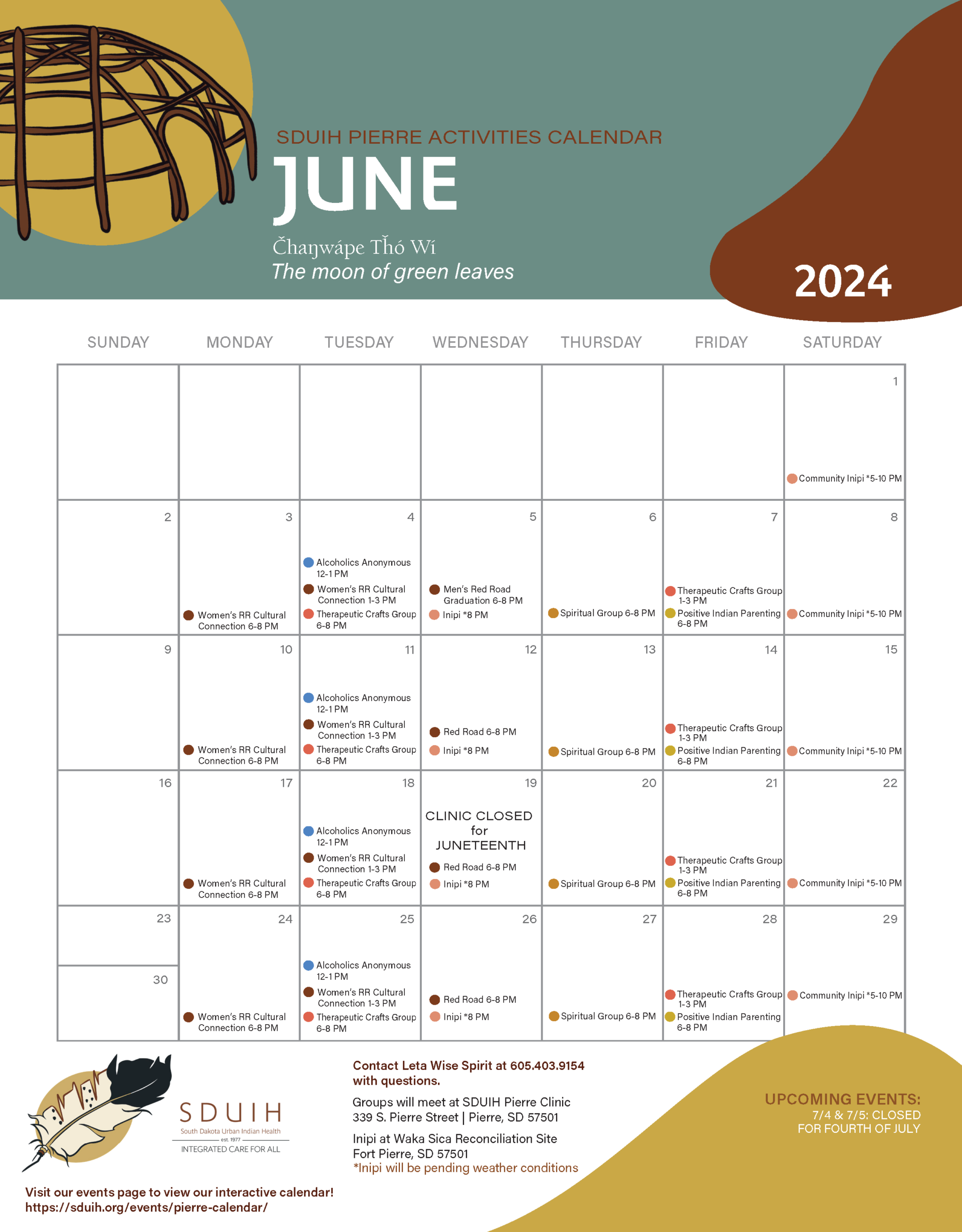 June Cultural Programming Calendars Available! | South Dakota Urban ...